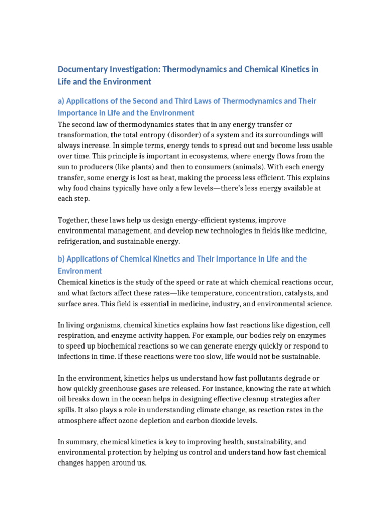 Thermodynamics and Kinetics Investigation | PDF