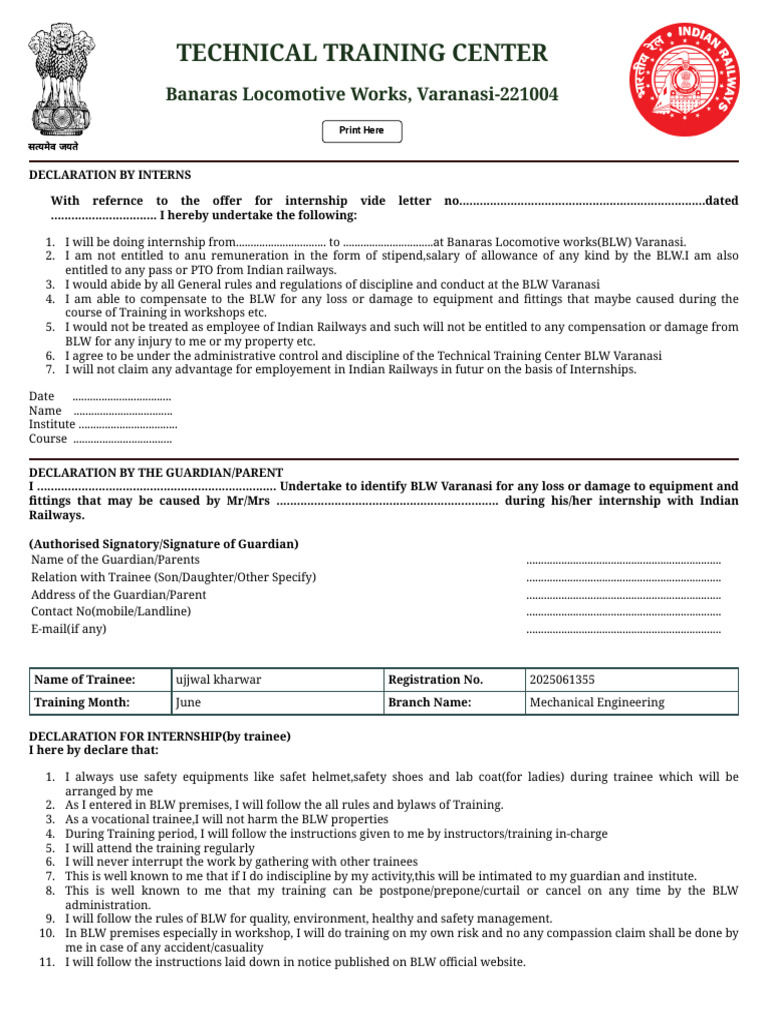 Training Declaration BLW | PDF