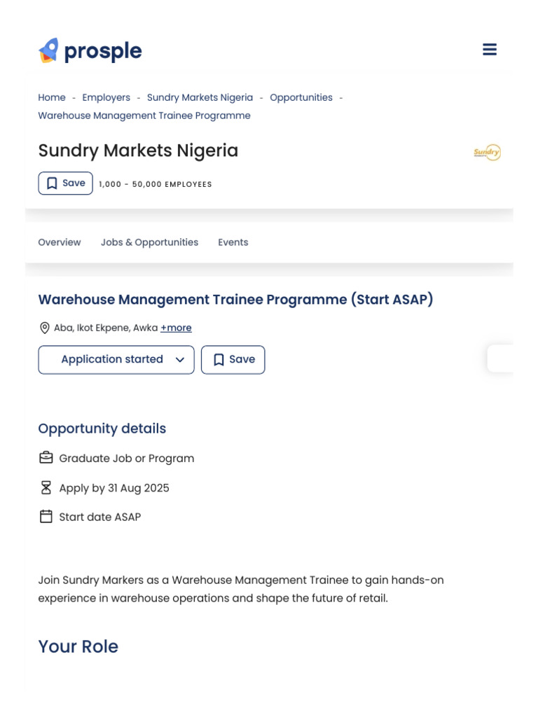 Warehouse Management Trainee Programme (Start ASAP) | PDF | Warehouse ...