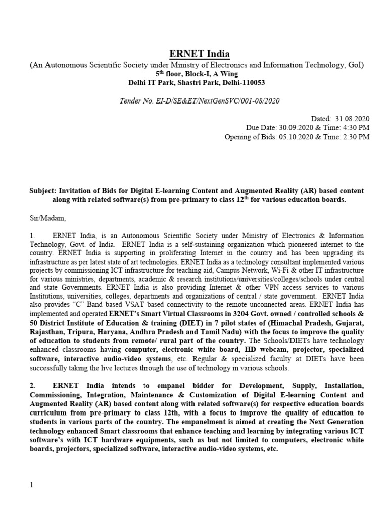 Tender Document - Nextgen SVC - AR - Digital Learning | PDF | Educational Technology | Mobile App