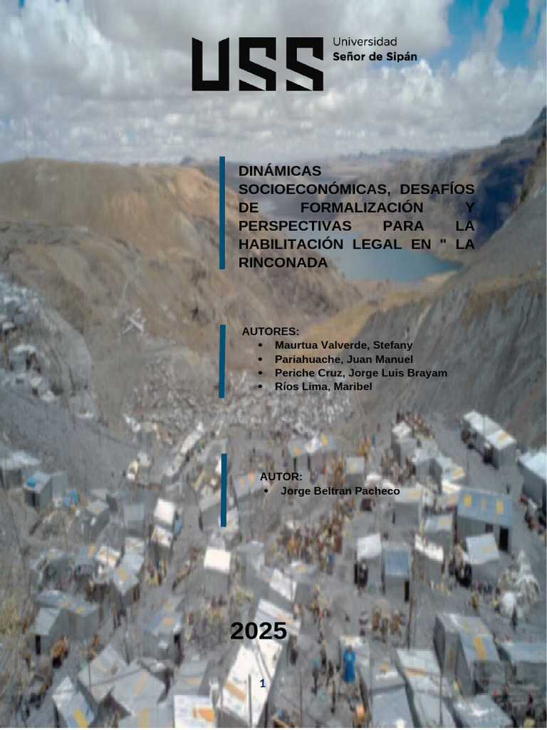 Dinámicas Socioeconómicas, Desafíos de Formalización y Perspectivas para La Habilitación Legal ...