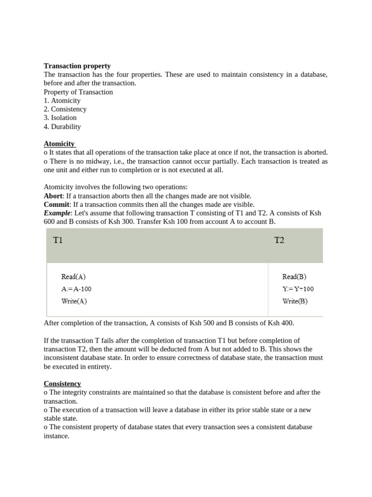 Concurrency Transaction Property | PDF | Database Transaction | Data
