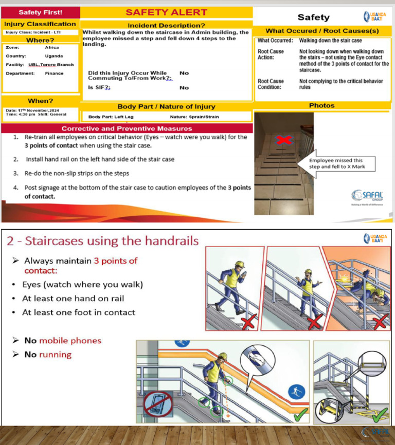 Safety Moment - Sprain Leg Due To Falling Down TH - Staircase. | PDF