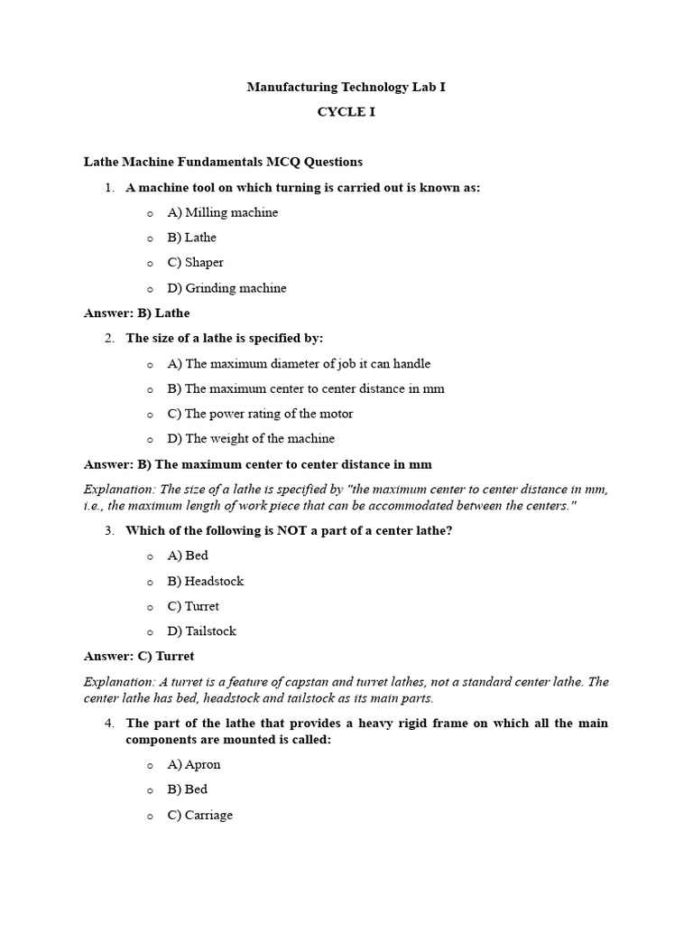 Manufacturing Technology Lab I - Viva Qns | PDF | Heat Treating | Drilling