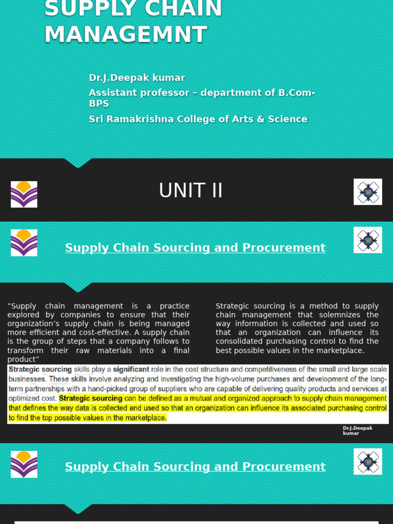 Sourcing & Procurement - SM Unit II 2025 | PDF | Supply Chain | Procurement