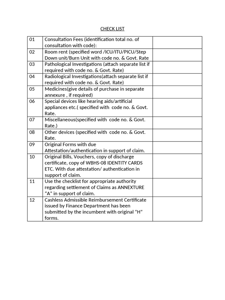 Medical Claim Submission Checklist | PDF