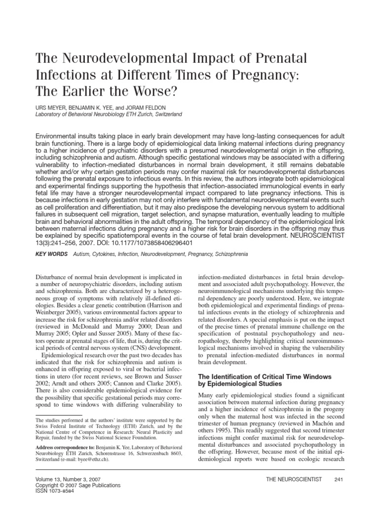 MEYER - The Neurodevelopmental Impact of Prenatal Infections at Different Times of Pregnancy ...