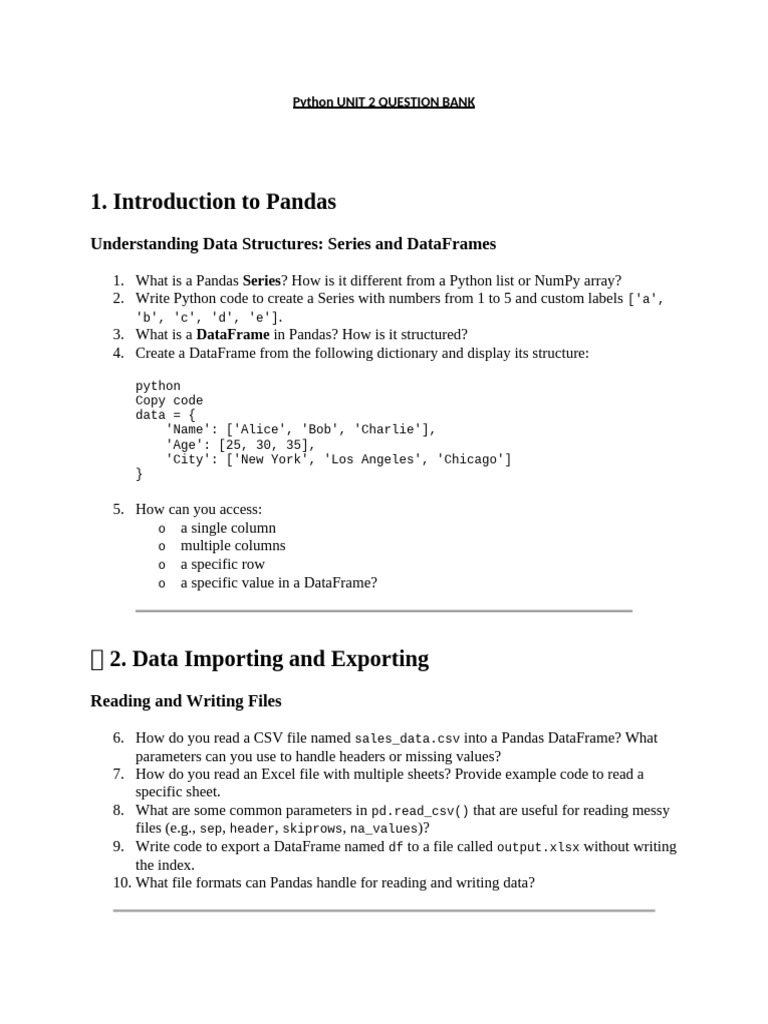 Python Unit 2 Question Bank | PDF | Computing | Software Engineering