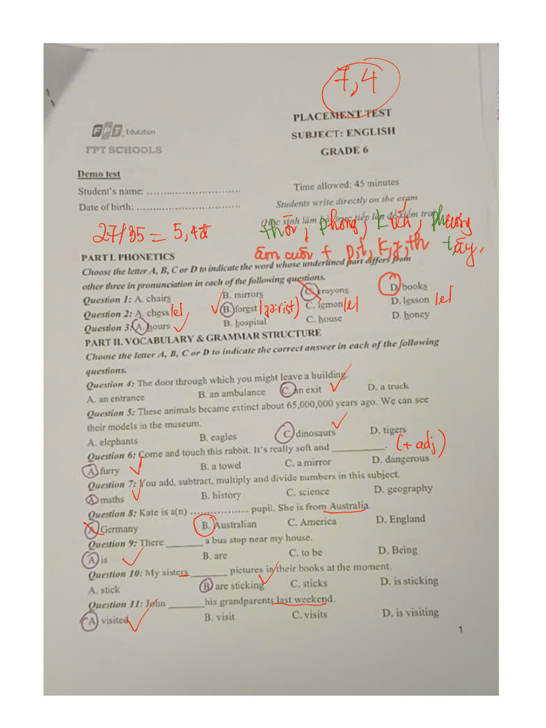 English FPT (Check) | PDF