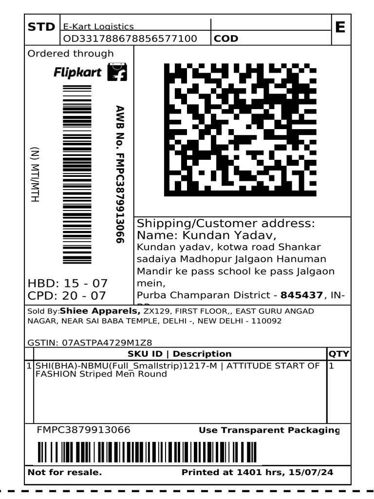 Crop Flipkart Labels 15 Jul 2024-02-01 | PDF | Invoice | Public Finance
