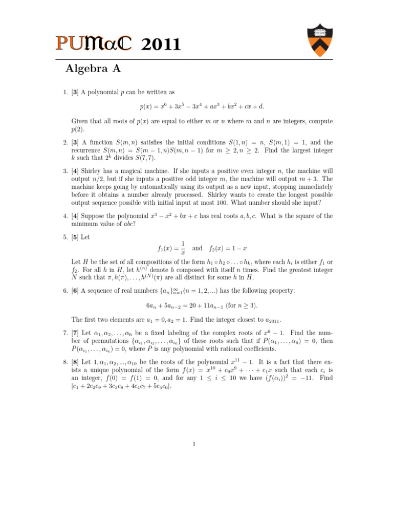 Algebra Problems and Solutions Guide | PDF