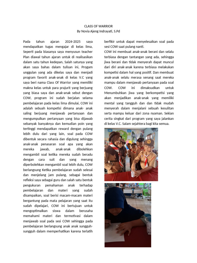 Novia Ajeng Indrayati, S.PD - Class of Warrior | PDF