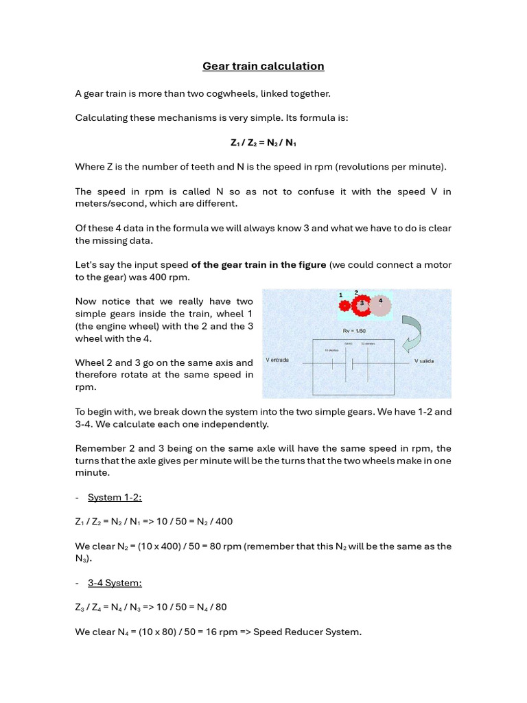 Gear Train Calculation | PDF