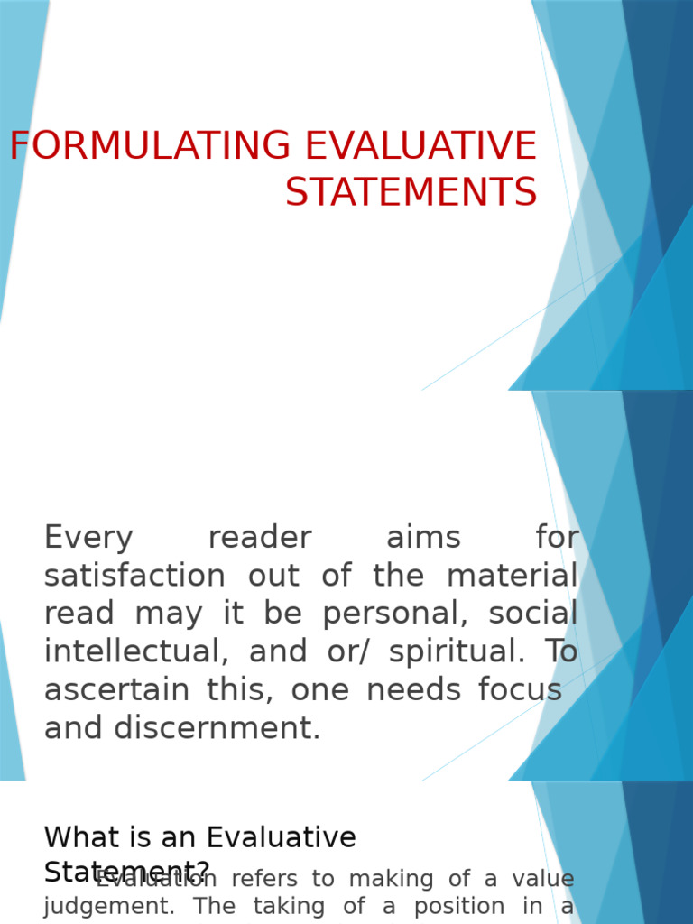Formulating Evaluative Statements | PDF