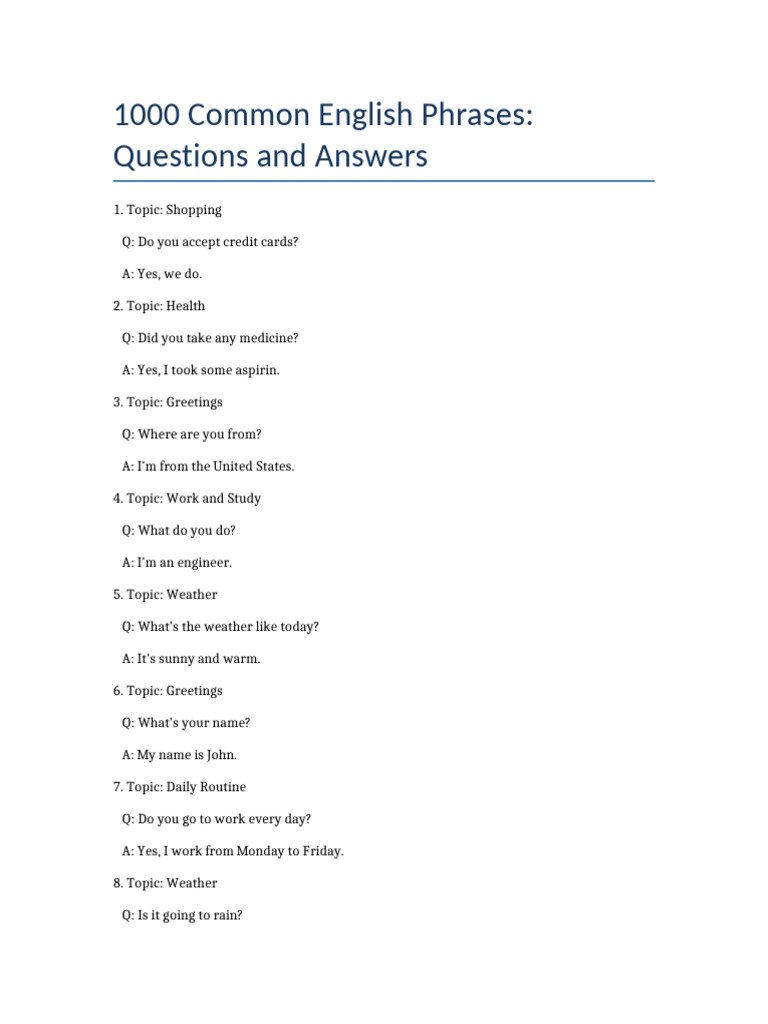 1000 Common English Phrases | PDF