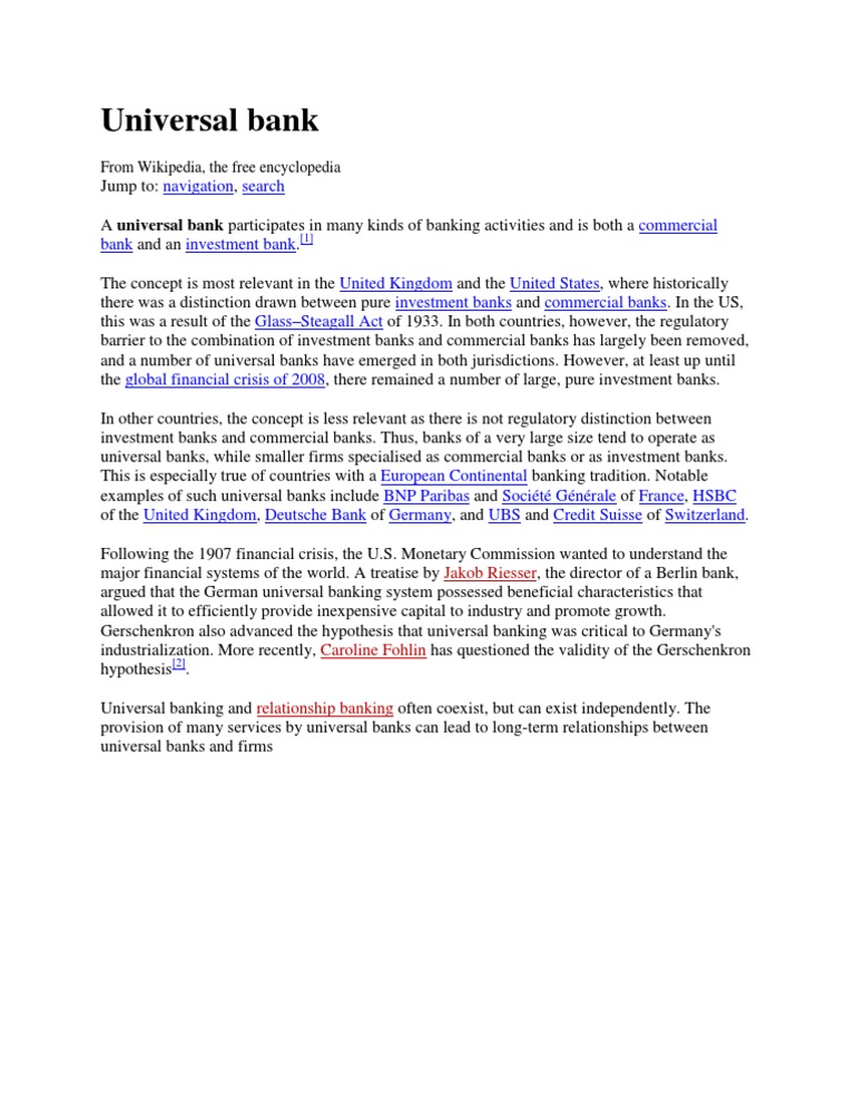 Overview of Universal Banking Systems | PDF | Politics