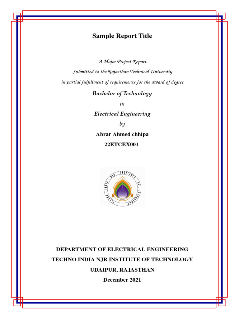 Techno NJR BTech Project Report Template | PDF