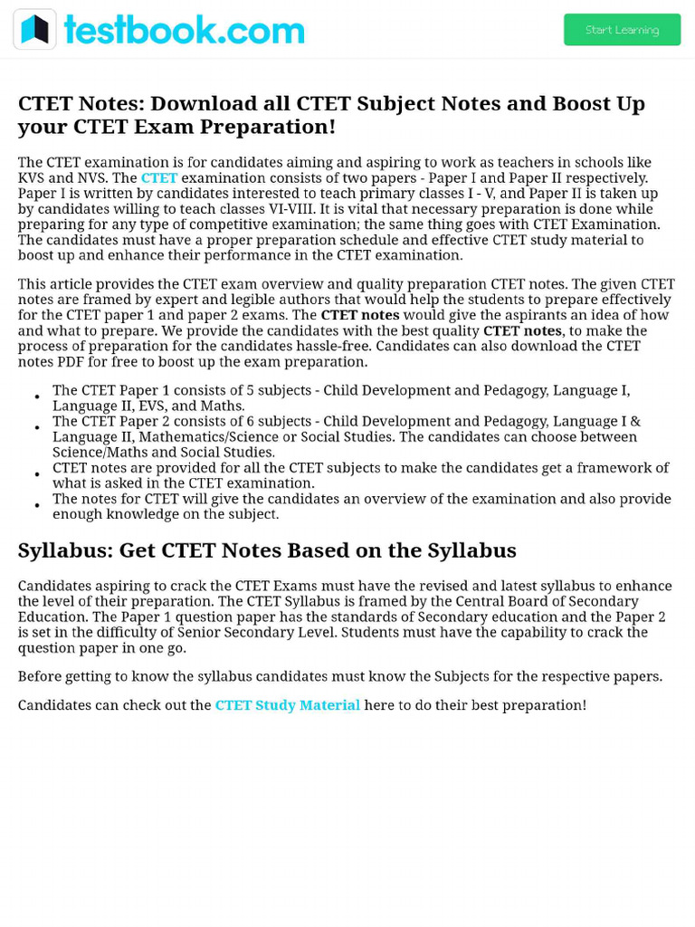 CTET Notes - Download All CTET Subject Notes and Boost Up Your CTET ...