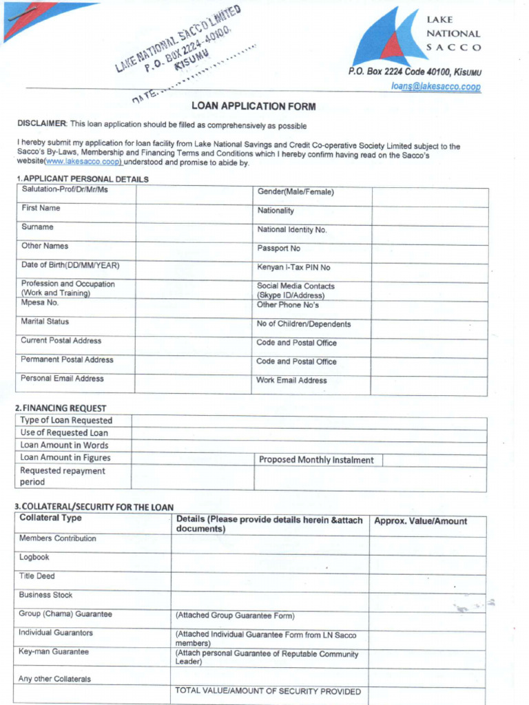 Loan Application Form Pdf