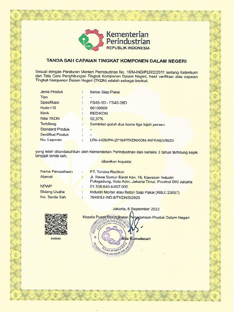 SERTIFIKAT TKDN REDIKON | PDF