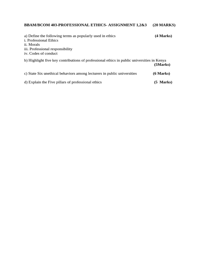 Bbam403 Professional Ethics Assignment 12 And 3 Pdf 8943