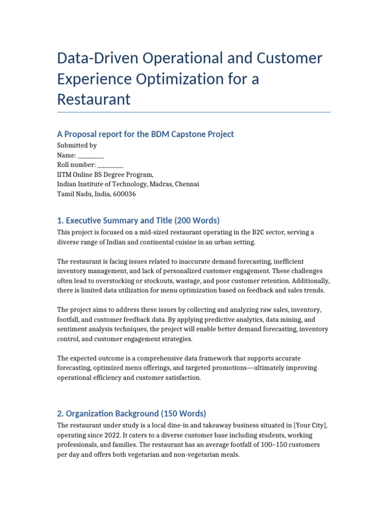 BDM Project Proposal Final Three Problems | PDF | Forecasting ...