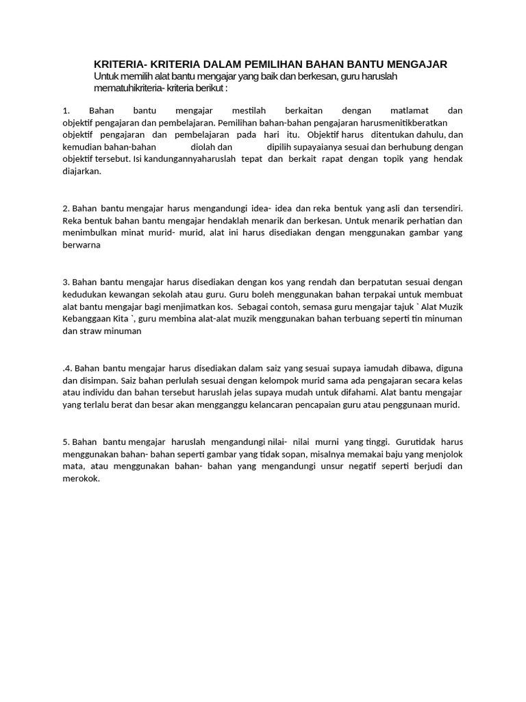 Kriteria Kriteria Dalam Pemilihan Bahan | PDF
