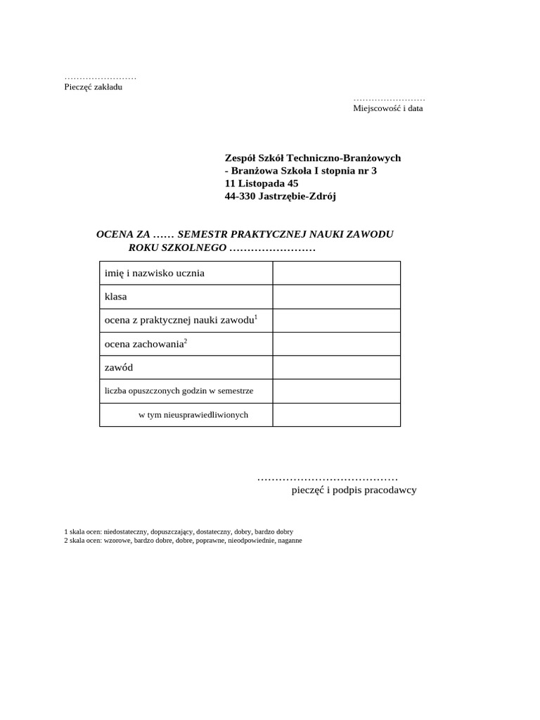 Ocena Z PNZ Duza1 | PDF
