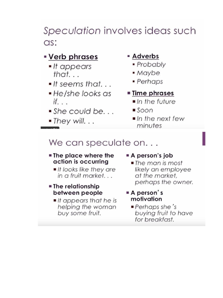 Speculation Guessing Useful Language | PDF