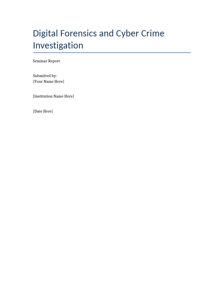 Digital Forensics and Cyber Crime Investigation Report | PDF