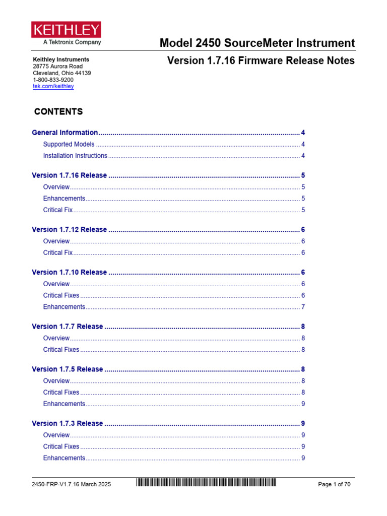 2450 SourceMeter Firmware Notes 1.7.16 | PDF | Transmission Control ...