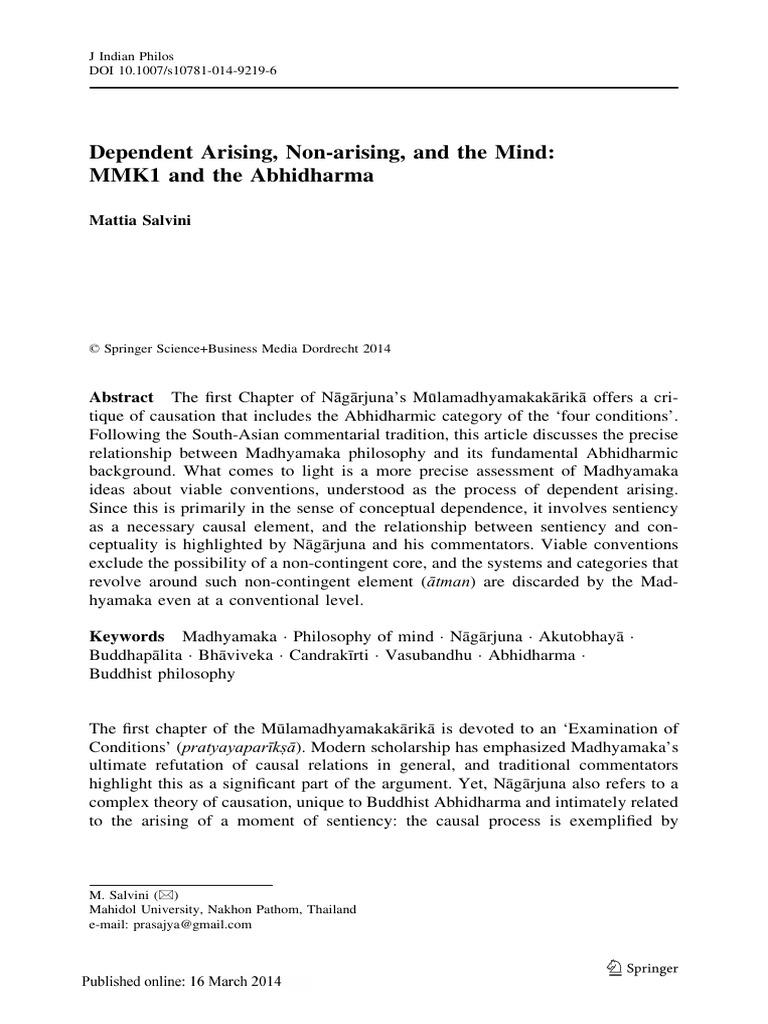 Dependent Arising Non Arising and The Mi | PDF | Indo Tibetan Buddhism ...