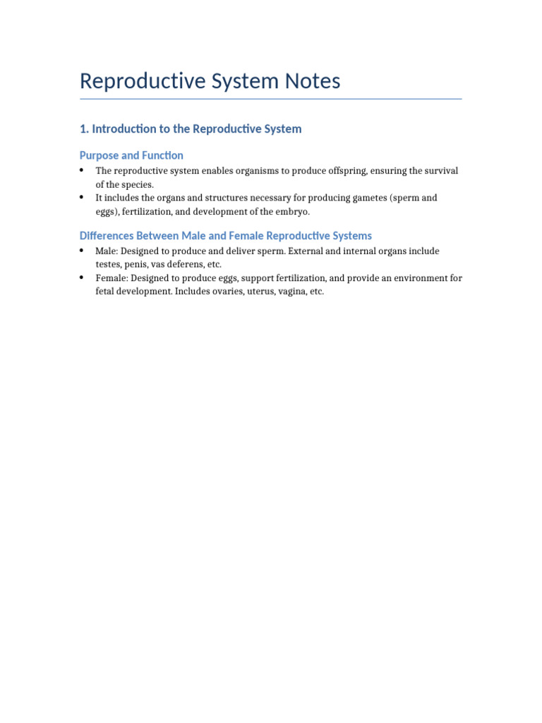Reproductive System Introduction | PDF