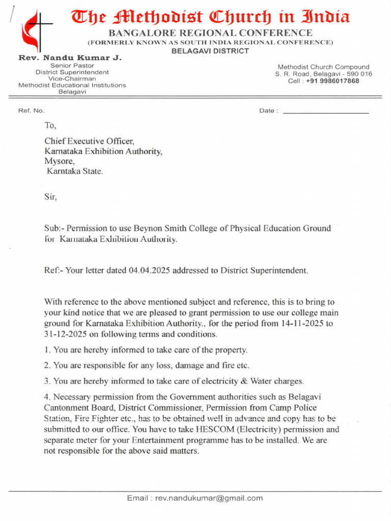 Rev Nandu Kumar Letter Belgavi | PDF