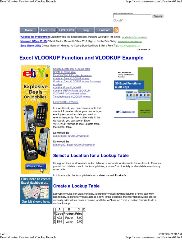 Excel VLookup Function and VLookup Example | Download Free PDF | Microsoft Excel | Computer Data