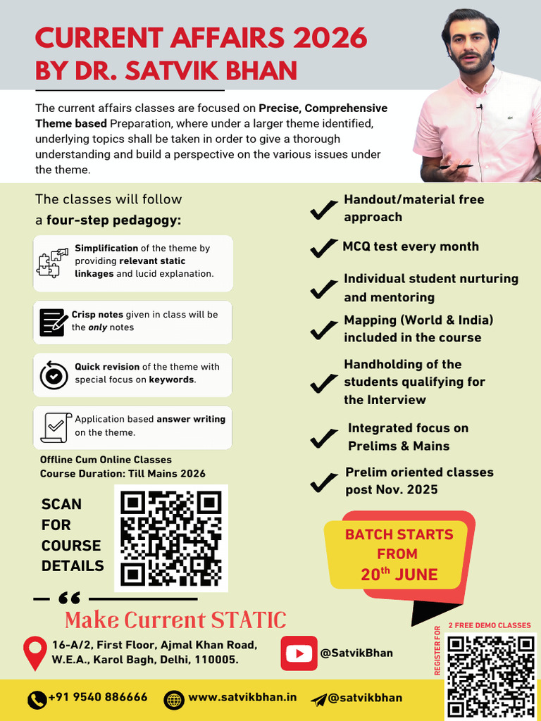 Current Affairs 2026: by Dr. Satvik Bhan | PDF