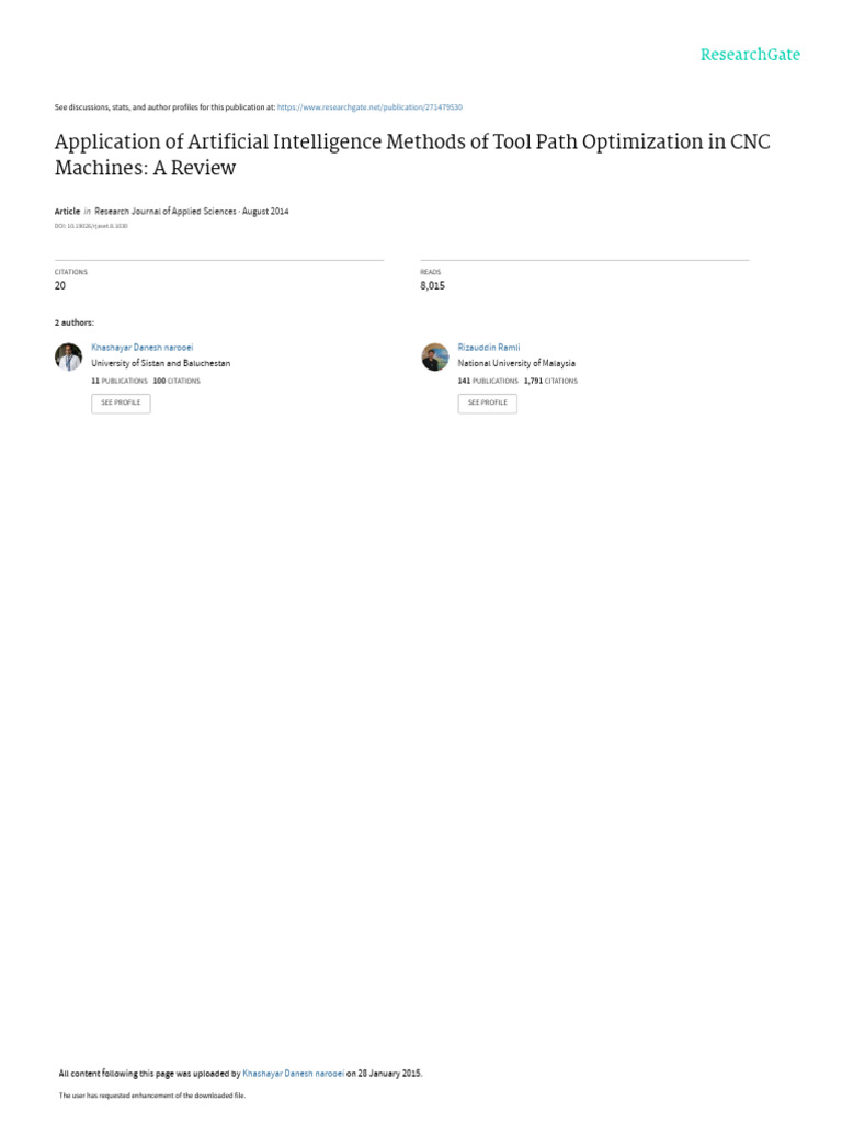 AI Methods for CNC Tool Path Optimization | PDF | Mathematical ...