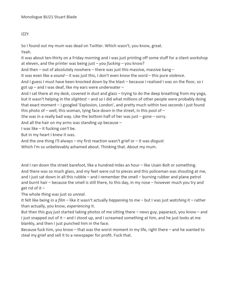 Monologue (Cut) BU21 Stuart Blade | PDF