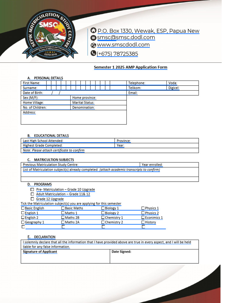 2025 AMP Application Form | PDF
