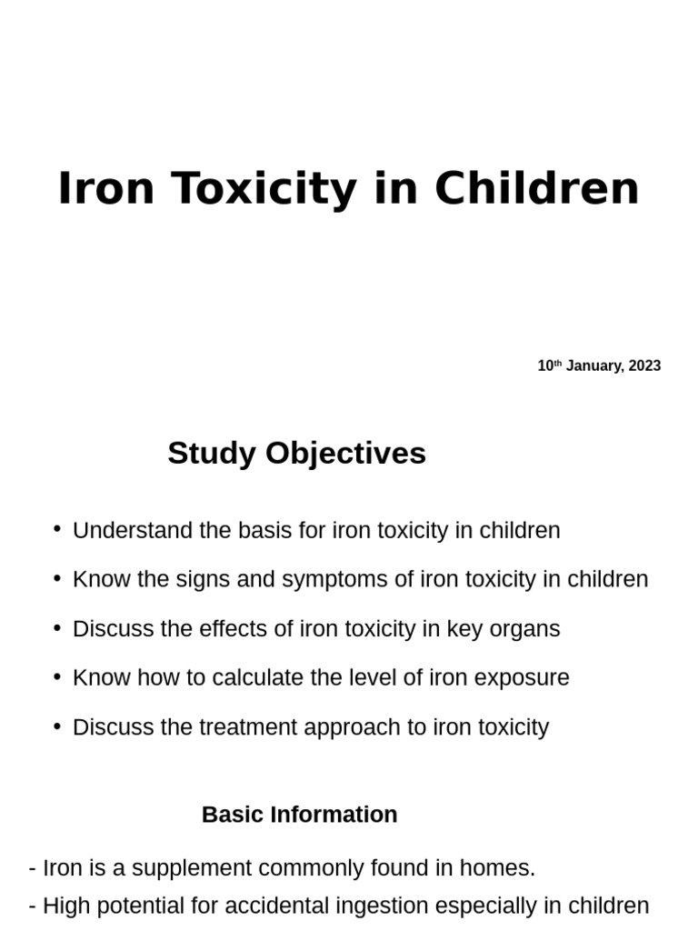 DPT - 343 Iron Toxicity in Children Slid | PDF | Iron | Medical Specialties