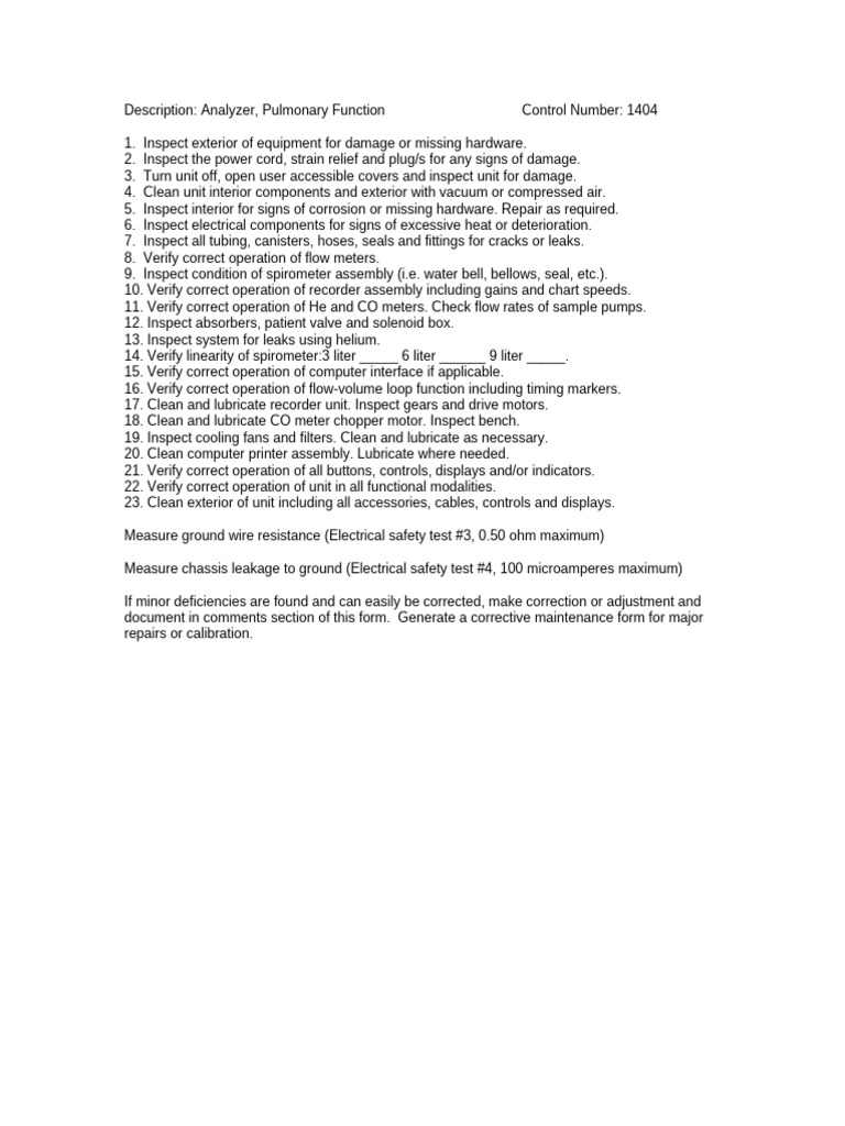 Analyzer, Pulmonary Fuction | PDF