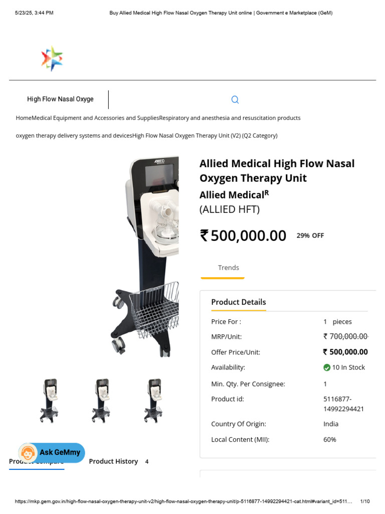 Allied Medical High Flow Oxygen Unit | PDF