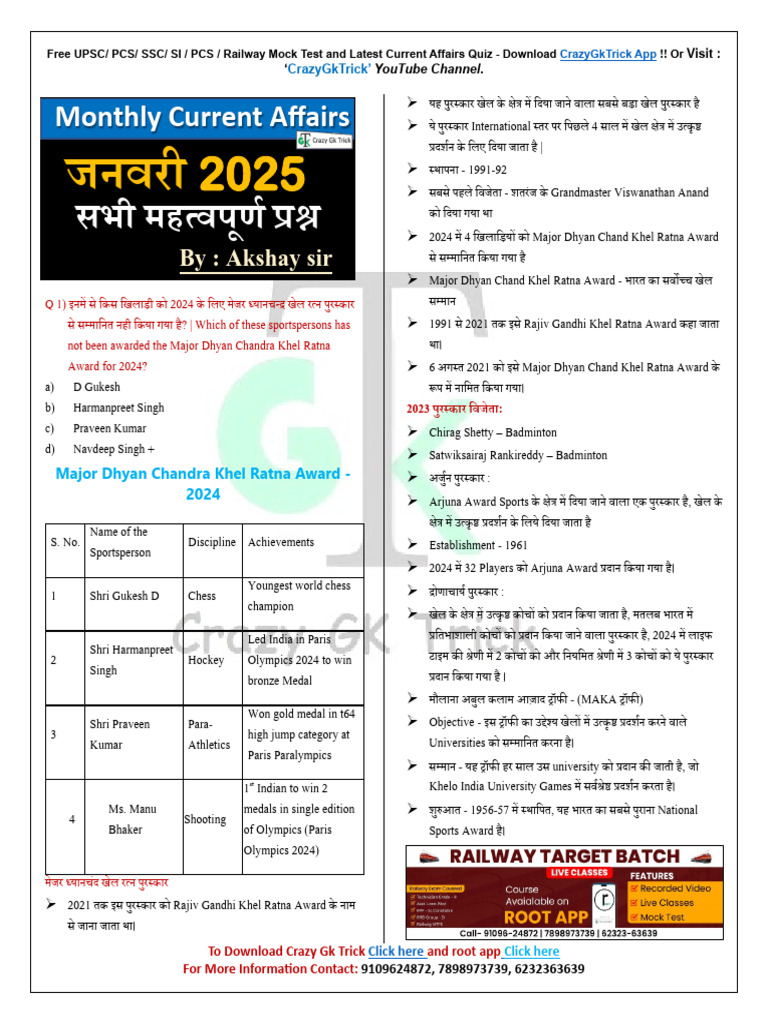Monthly CA Jan 2025 Hindi - 53191358 - 2025 - 06 - 05 - 19 - 28 | PDF