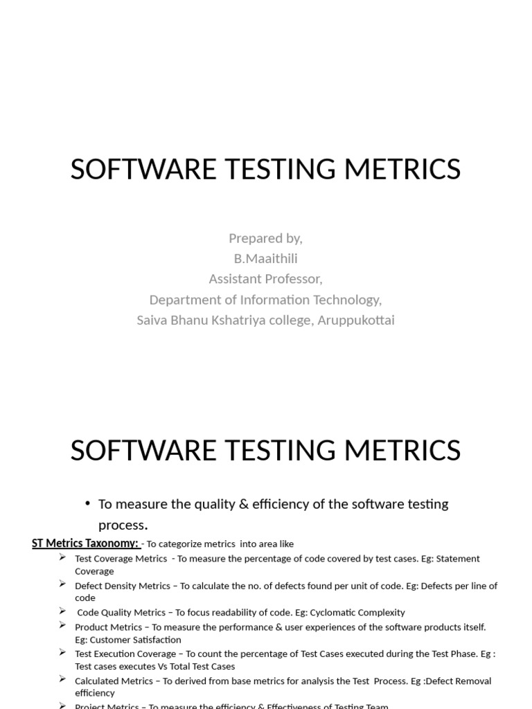 Software Testing Metrics | PDF | Software Testing | Software