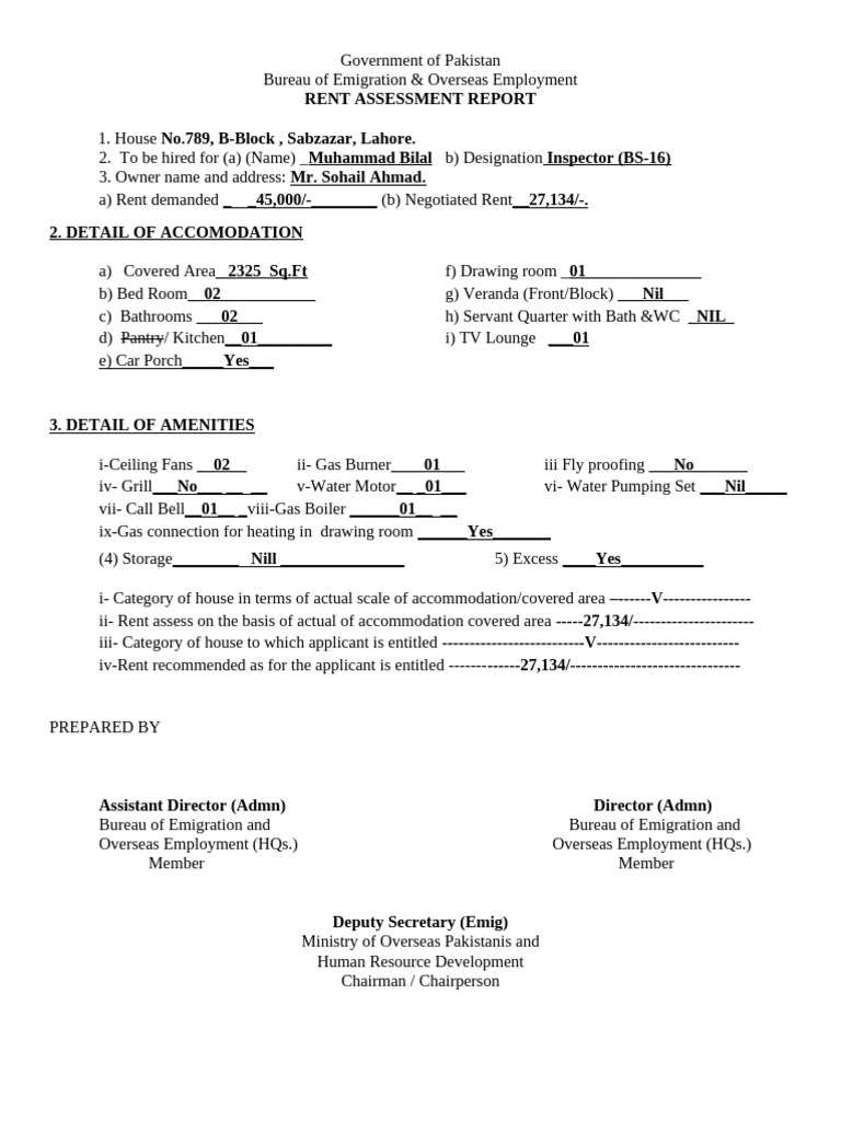 18 Rent Assessment Proforma | PDF | Pakistan
