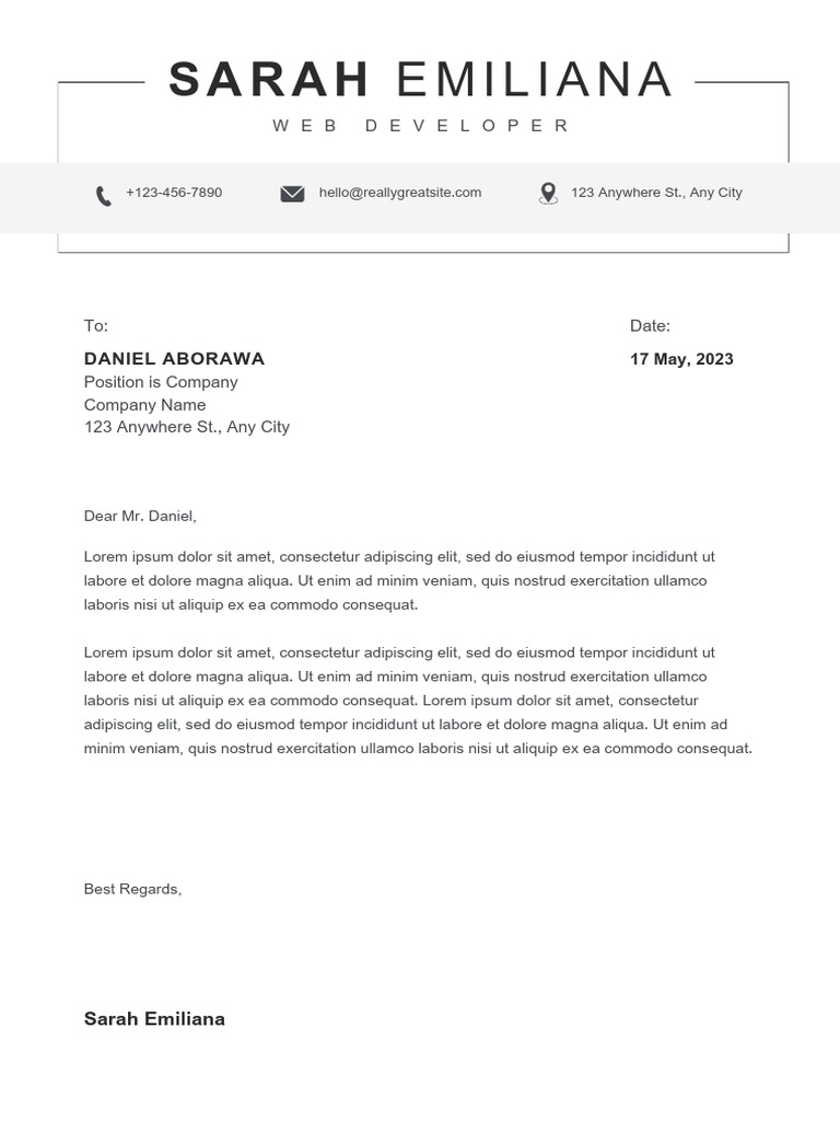 Grey and White Clean Minimalist Cover Letter | PDF