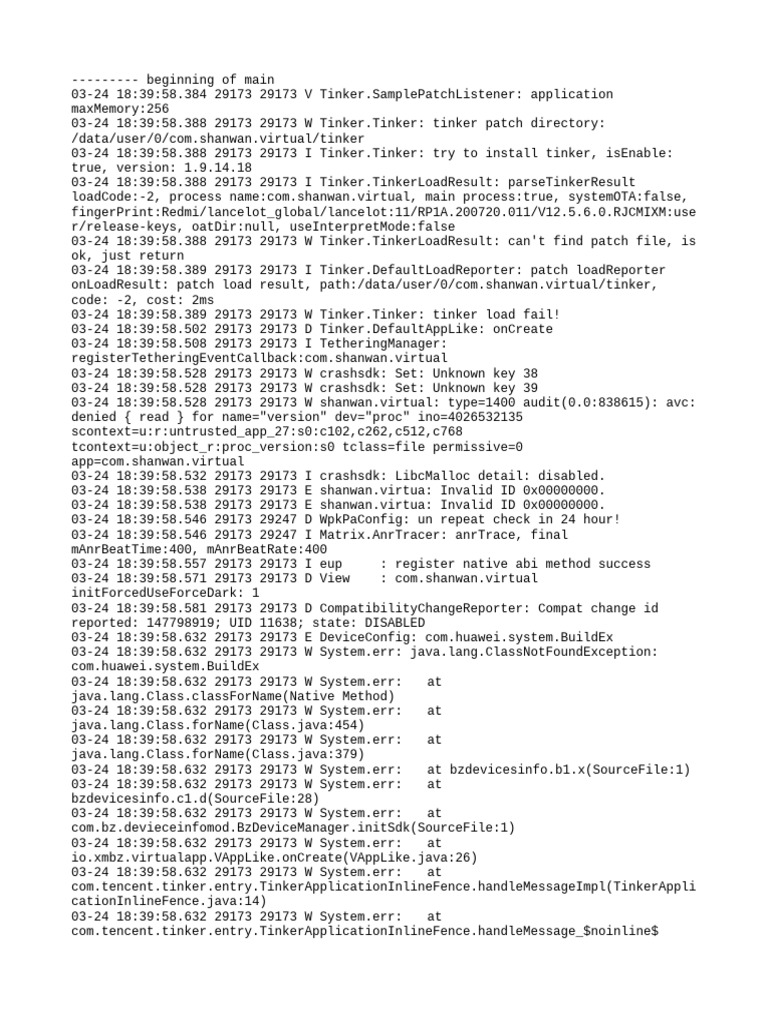Com - Shanwan.virtual Logcat | PDF | Computer Architecture | Operating System Technology