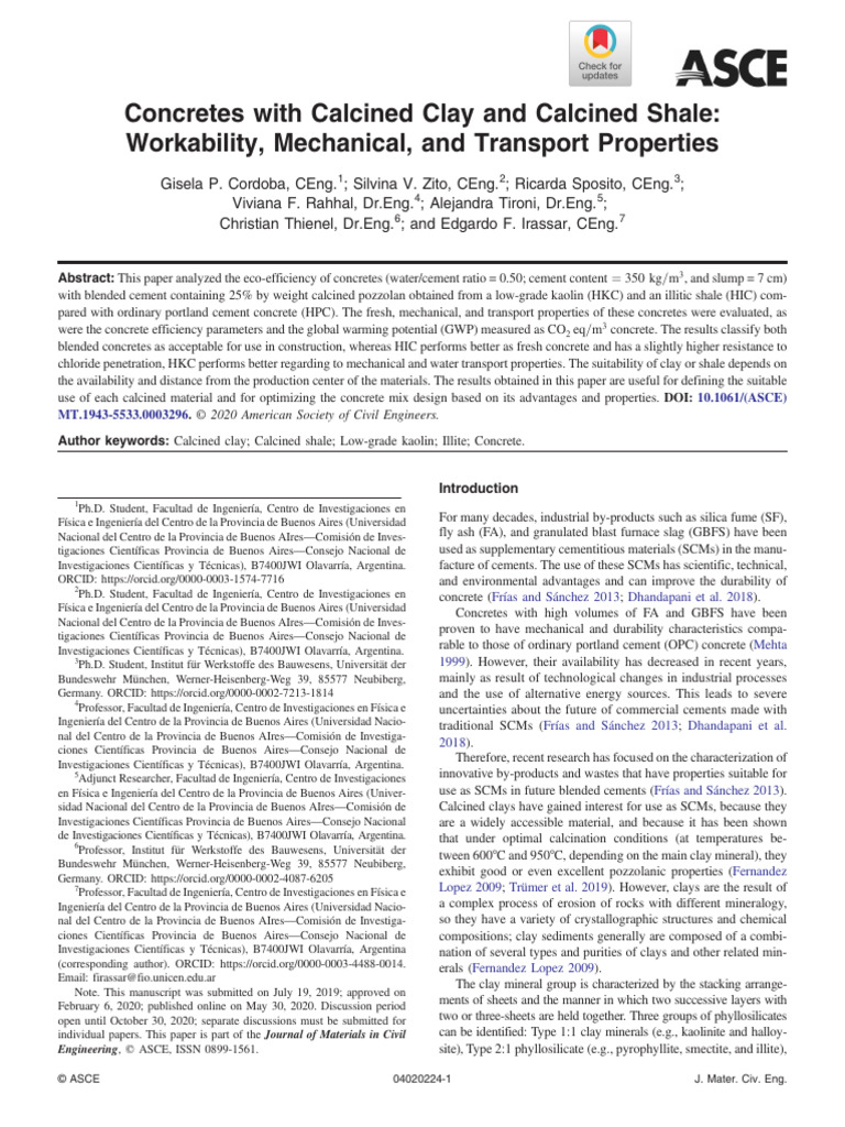 Irassar Et Al Concretes With Calcined Clay and Calcined Shale ...