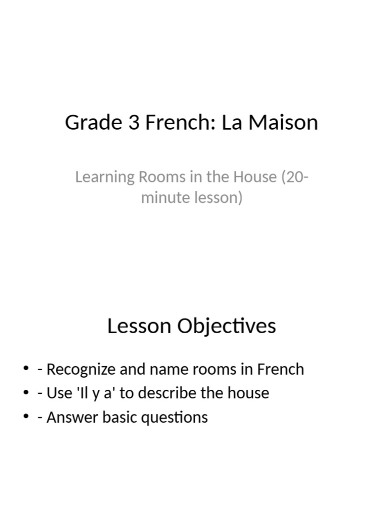 Grade3 French La Maison Lesson | PDF