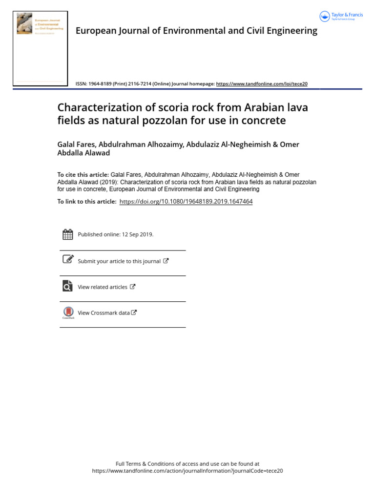 Characterization of Scoria Rock From Arabian Lava Fields As Natural ...